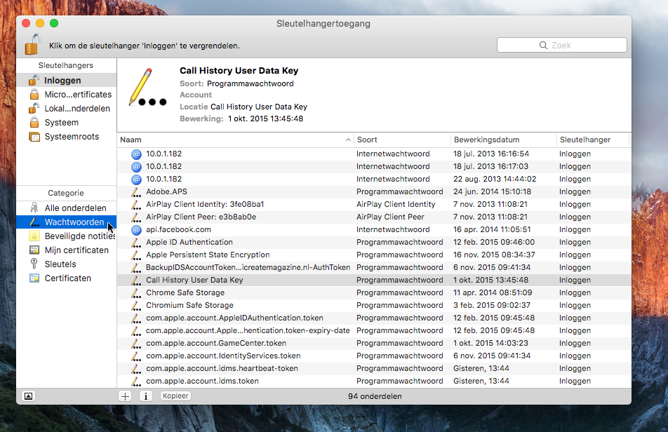 Wachtwoorden beheren met Sleutelhangertoegang - iCreate