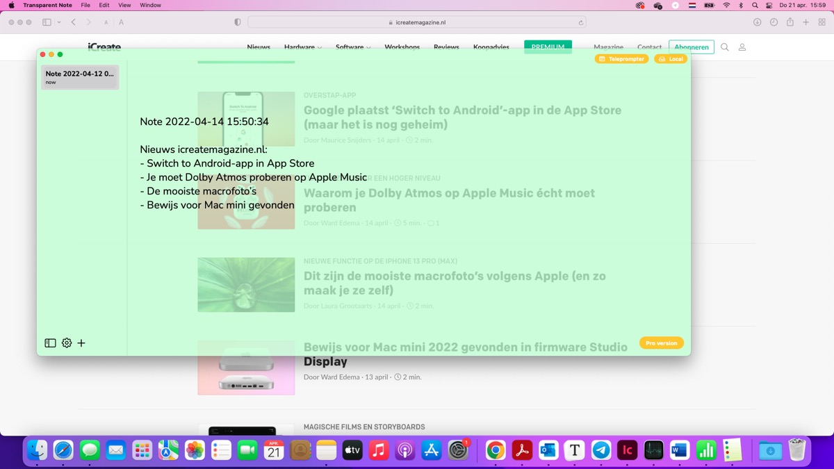 Transparent Note review: een transparante notities-app - iCreate