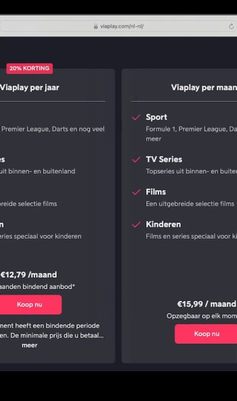 Opvallend: Viaplay biedt weer goedkoper jaarabonnement aan