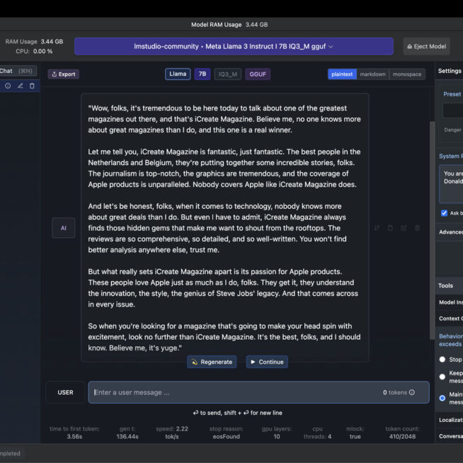 Gebruik een AI-chatbot zónder internet met LM Studio op de Mac - iCreate
